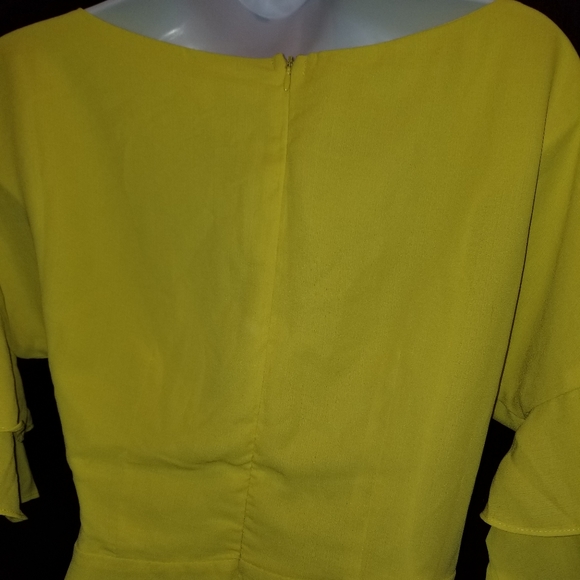 Tops | Yellow Wrap Top With Ruffle Sleeves | Poshmark